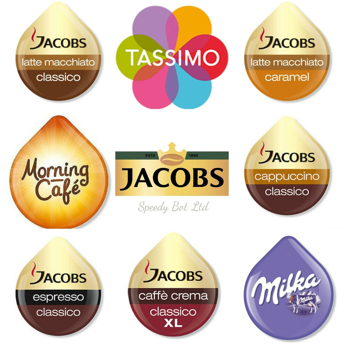 Tassimo Variety 12 Cups Taster Pack Jacobs Latte Cappuccino Milka Coff ...