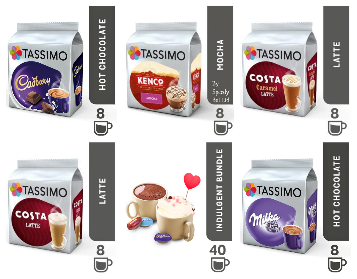 Tassimo Indulgent Bundle Cadbury Milka Mocha Latte Caramel Variety Pac ...